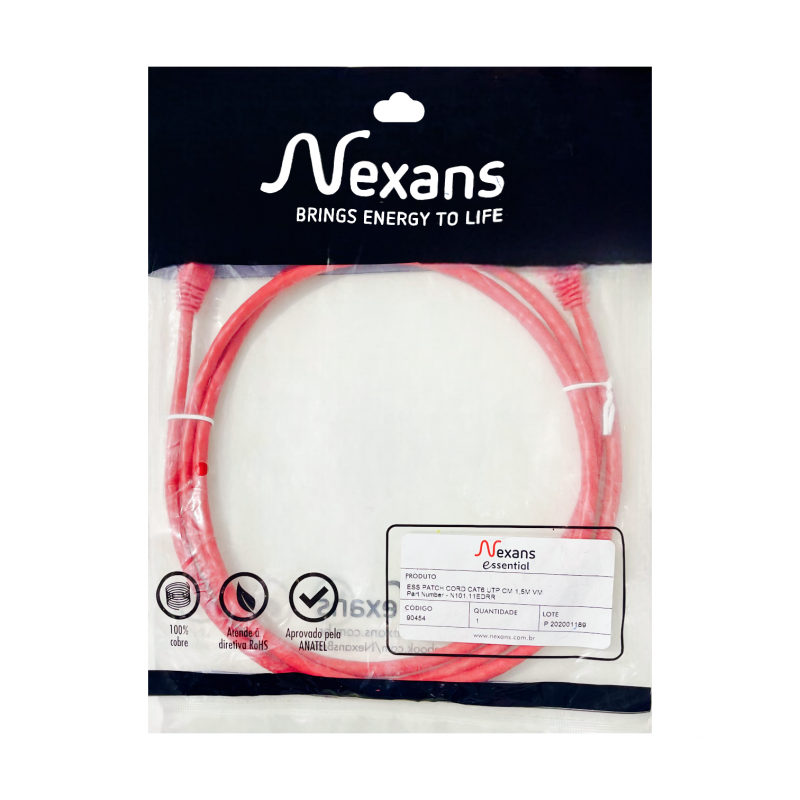 Patch Cord Cat6 2,5M Nexans Vermelho
